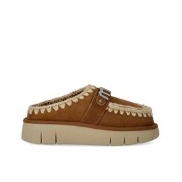 mou Slipper & Pantoletten - mou BOUNCE METAL LOGO COGNAC CLOG - Gr. 38 (EU) - in Braun - f&uuml;r Damen