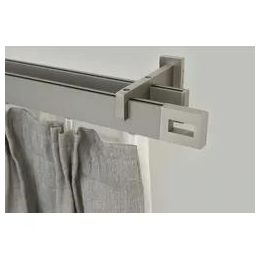 Gardinenstange Garesa "FLAT", silber (vernickelt), L:220cm, Aluminium, Gardinenstangen, Rechteckprofil, Wandmontage, perfekter Lauf, modern, verlängerbar