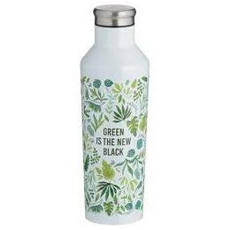 Isolierflasche Typhoon "PURE NEW BLACK", grün (weiß, grün), H:25cm, Edelstahl, Trinkflaschen, Edelstahl mit Trend-Design, doppelwandig isoliert, 0,5 Liter
