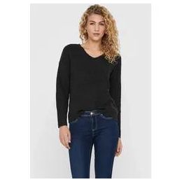 Strickpullover Only "ONLCAMILLA V-NECK L/S PULLOVER KNT NOOS", Damen, Gr. M38, grau (dunkelgrau melange), Strick, Obermaterial: 74% Polyacryl, 24% Polyester, 2% Elasthan, meliert, figurumspielend normal, V-Ausschnitt, Pullover