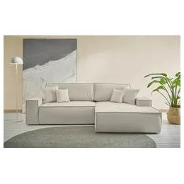 Ecksofa Andas "FINNLEY Schlafsofa 267 cm, L-Form mit Schlaffunktion & Bettkasten", beige (creme), B:267cm H:85cm T:167cm, Bezugstoff 100% PES , Atmungsaktives Gewebe , Easy Clean , Gramatur 340g/ qm +/- 5%, Sofas, verfügbar in den Stoffqualitäten Bouclé, Struktur fein und Mega Cord