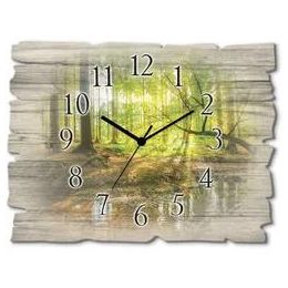 Wanduhr Artland "Wald mit Bach", grün, B:40cm H:30cm T:0,6cm, Wanduhren, wahlweise mit Quarz- oder Funkuhrwerk, lautlos ohne Tickgeräusche