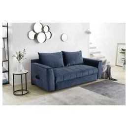 Jockenhöfer Schlafsofa JOCKENHÖFER GRUPPE "Rick, Gästebett, Schlaf-Liege, Liegefläche 200/86cm", blau (dunkelblau), B:188cm T:91cm, Samtoptik (100% Polyester);Rückseite mit schwarzem Spannstoff bezogen, Sofas, Platzsparendes Sofa mit Gästebettfunktion, Federkernpolsterung