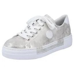 Sneaker Rieker, Damen, Gr. 41, grau (metallic, grau), Lederimitat, used, sportlich, Schuhe, Freizeitschuh, Halbschuh, Schnürschuh mit Plateausohle