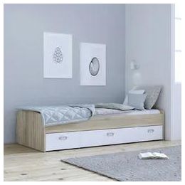 Stauraumbett FORTE "Jugendbett, 3 Schubladen auf Mettallauszügen", weiß (sonoma eiche, weiß, sonoma eiche, sonoma eiche), B:94cm, Betten, schnelle Montage