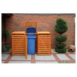 Mülltonnenbox Promadino "Vario V", braun, B:219cm H:122cm T:92cm, Holzwerkstoff, Aufbewahrungsboxen, für 3 x 240 l, braun