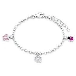 Armband Prinzessin Lillifee "9082414, Marienkäfer, Schmetterling, Kleeblatt", rosa (silberfarben, rosa, pink, rosa, pink), Armbänder, Mädchen, Silber 925 (Sterlingsilber), mit Zirkonia (synth.)