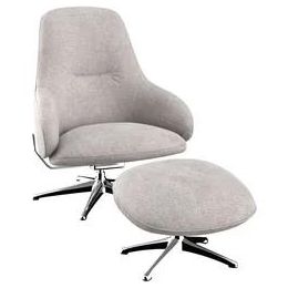 Drehsessel FLEXLUX "Falcone, Drehbarer Fernsehsessel, Entspannung, Hoher Komfort, Scandi", champagne, aluminiumfarben, Sessel, Chenille, Rückteilverstellung, B/H/T: 80cm x 110cm x 87cm, 100% Polyester, Liegefunktion, drehbar, Fuß Alu, B:80cm H:110cm T:87cm