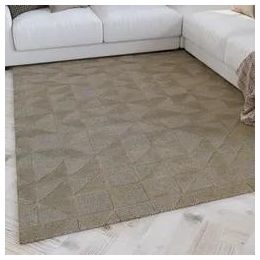 Wollteppich Wecon Home "Hamptons THIRTYSEVEN", beige (sand beige), B:160cm H:15mm L:230cm, Schurwolle, Teppiche, L&auml;ufer, Schurwolle, Kurzflor, Wohnzimmer, elegant, geometrisch