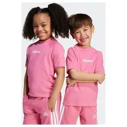 T-Shirt Adidas SPORTSWEAR "LK LIN TEE 160", Kinder, Gr. 110, pink (pink fusion, weiß), Obermaterial: 100% Baumwolle, Sportlich, Rundhals, Shirts