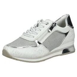 Sneaker Marco Tozzi "Marco Tozzi Sneaker Lederimitat/Textil", Damen, Gr. 37, weiß (weiß, silber), Lederimitat, Textil, casual, Schuhe