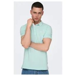 Only & Sons Poloshirt ONLY & SONS "ONSFLETCHER SLIM SS POLO NOOS", Herren, Gr. S, yucca detail:melange, Piqué, Obermaterial: 100% Baumwolle, unifarben mit Farbeinsatz, normal normal, Rundhals, Shirts