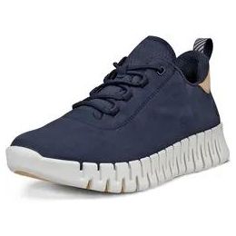Slip-On Sneaker Ecco "GRUUV W", Damen, Gr. 38, blau (marine, beige), Leder, Schuhe Sneaker, Freizeitschuh, Halbschuh, Slipper mit ergonomischer Fluidform Sohle