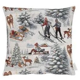 Dekokissen Apelt "3714", braun (braun, grau, gemustert), B:39 H:5 L:39, Baumwolle, Polyester, Dekokissen_Sitzkissen_Kissenhüllen