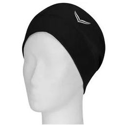 Strickmütze TRIGEMA "TRIGEMA Mütze mit reflektierendem Logo", Damen, schwarz, 92% Polyester, 8% Elastan, Basic, Mützen