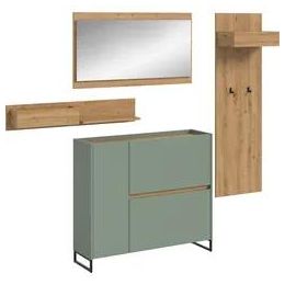 Garderoben-Set Inosign "EVRID, 3-teilig, Breite 175 cm, individuell stellbar & erweiterbar", salbei nb, artisan oak nb, B:175cm H:192cm T:32cm, Spanplatte, Kastenmöbel-Sets, Garderobenkombination, Garderobe, Wandgarderobe, Flur, Diele