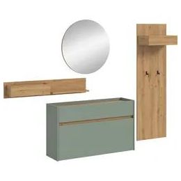 Garderoben-Set Inosign "EVRID, 4-teilig, Breite 205 cm, individuell hängbar & erweiterbar", salbei nb, artisan oak nb, B:205cm H:197cm T:32cm, Spanplatte, Kastenmöbel-Sets, Garderobenkombination, Garderobe, Wandgarderobe, Flur, Diele