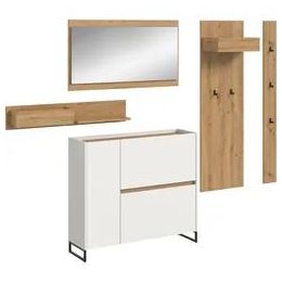 Garderoben-Set Inosign "EVRID, 5-teilig, Breite 236 cm, individuell stellbar & erweiterbar", weiß nb, artisan oak nb, B:236cm H:192cm T:32cm, Spanplatte, Kastenmöbel-Sets, Garderobenkombination, Garderobe, Wandgarderobe, Flur, Diele