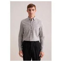 Flanellhemd Seidensticker "Schwarze Rose", Herren, Gr. S (37), normale &Auml;rmell&auml;ngen, nougat, 100% Baumwolle, kariert, slim fit, 2-Knopf-Manschette, Hemden, Slim 1/1 Button-Down-Kragen Karo