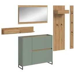 Garderoben-Set Inosign "EVRID, 5-teilig, Breite 236 cm, individuell stellbar & erweiterbar", salbei nb, artisan oak nb, B:236cm H:197cm T:32cm, Spanplatte, Kastenmöbel-Sets, Garderobenkombination, Garderobe, Wandgarderobe, Flur, Diele
