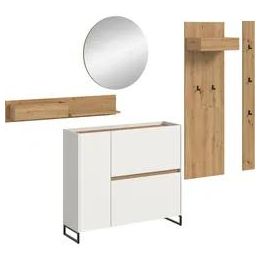 Garderoben-Set Inosign "EVRID, 5-teilig, Breite 236 cm, individuell stellbar & erweiterbar", weiß nb, artisan oak nb, B:236cm H:197cm T:32cm, Spanplatte, Kastenmöbel-Sets, Garderobenkombination, Garderobe, Wandgarderobe, Flur, Diele