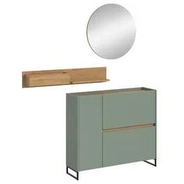 Garderoben-Set Inosign "EVRID, 3-teilig, Breite 140 cm, individuell stellbar & erweiterbar", salbei nb, artisan oak nb, B:140cm H:197cm T:32cm, Spanplatte, Kastenmöbel-Sets, Garderobenkombination, Garderobe, Wandgarderobe, Flur, Diele