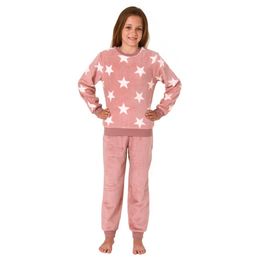 Normann langarm Schlafanzug Bündchen Sterne Coralfleece - 76982 in rosa | Gr.: 152