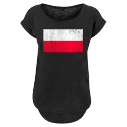 F4NT4STIC Long Cut T-Shirt Poland Polen Flagge distressed in schwarz | Gr.: XXL