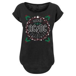F4NT4STIC Long Cut T-Shirt ACDC Christmas Weihnachten in schwarz | Gr.: XS