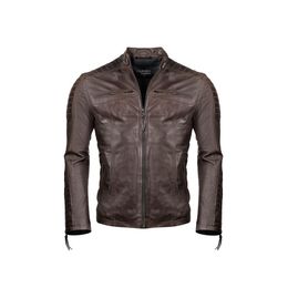 PAULGOS Lederjacke &Uuml;bergangsjacke Biker Look Echtleder D1 in Braun | Gr.: S