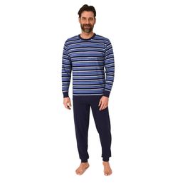 Normann Langarm Schlafanzug Pyjama B&uuml;ndchen Streifen - 86162 in navy | Gr.: 50
