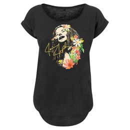 F4NT4STIC Long Cut T-Shirt Janis Joplin Blumen' in schwarz | Gr.: L
