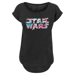F4NT4STIC Long Cut T-Shirt Star Wars Wavy Ship Logo in schwarz | Gr.: XL