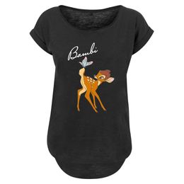 F4NT4STIC Long Cut T-Shirt Bambi Schmetterling Tail in schwarz | Gr.: L