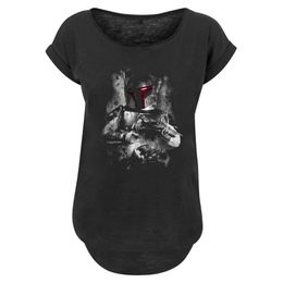 F4NT4STIC Long Cut T-Shirt Star Wars Boba Fett Distressed in schwarz | Gr.: L