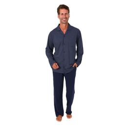 Normann Langarm Schlafanzug Pyjama zum durchkn&ouml;pfen - 86522 in marine | Gr.: 54