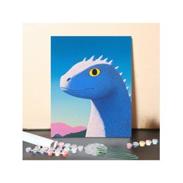 ARTNANAS DIY Malen nach Zahlen Set-"Blau-Echse" | Gr.: 40x50cm mit Keilrahmen nicht ges