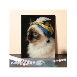 ARTNANAS DIY Malen nach Zahlen Set-"Samtkatze" | Gr.: 40x50cm mit Keilrahmen nicht ges