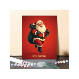 ARTNANAS DIY Malen nach Zahlen Set-"Fr&ouml;hlicher Santa" | Gr.: 30x40 mit Rahmen