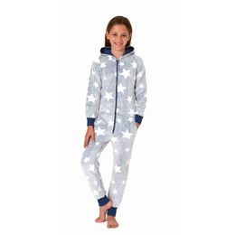Normann Schlafanzug Jumpsuit Overall Sterne Coralfleece - 76797 in blau | Gr.: 128