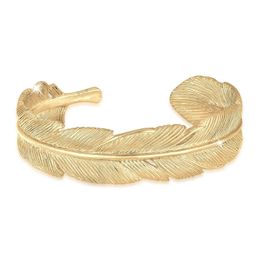 Elli Armb&auml;nder - Armband Armreif Bangle Feder Boho 925 Sterling Sil - Gr. 16 CM - in Gold - f&uuml;r Damen