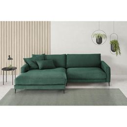 Inosign Ecksofa »Downtown, B/T/H: 272/190/84 cm L-Form« weicher Sitzkomfort auch in Cord und Bouclé, incl. Zierkissen grün