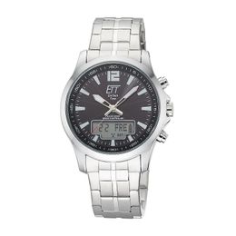 ETT Funkchronograph »Professional World Timer« Armbanduhr, Solar, Herrenuhr, Edelstahlarmband, analog, digital, Tag silberfarben-schwarz...
