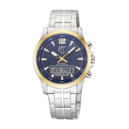ETT Funkchronograph »Professional World Timer« Armbanduhr, Solar, Herrenuhr, Edelstahlarmband, analog, digital, Tag silberfarben-blau-goldfarben...