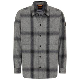 BOSS Orange Langarmhemd »Locky« melierte Wollmischung, Karo-Design, oversize fit Open Grey062 L - N-Gr N-Gr L Overshirt von BOSS Orange Menswear