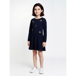 Blue Seven Kinder Strickkleid mit Zopfstrickdetails und s&uuml;&szlig;en Kanten in H&auml;keloptik blau 92, N-Gr