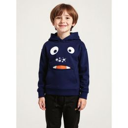 Blue Seven Kapuzensweatshirt, mit extra gro&szlig;em Frontmotiv mit integrierter Tasche NACHTBLAU 110 110 Cooler Sweater von Blue Seven