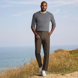 LANDS' END CLASSIC COMFORT. Bügelleichte Chino, Herren,  Braun, Baumwolle, by Lands' End