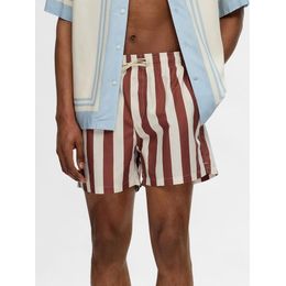 Selected Badeshorts Herren Größe L braun / weiß