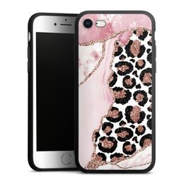DeinDesign iPhone SE (2022) Handy Premium Silikon H&uuml;lle Handyh&uuml;lle schwarz Case Glitzer Marble Leopard Silikon Premium Case